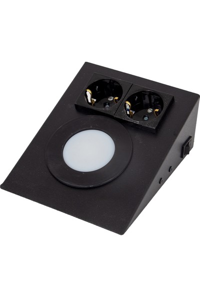 Aral Mutfak Tezgah/dolap Altı 4W Günışığı Siyah Çift Priz Metal LED Aydınlatma Aral Mutfak Tezgah/dolap Altı 4W Günışığı Siyah Çift Priz Metal LED Aydınlatma