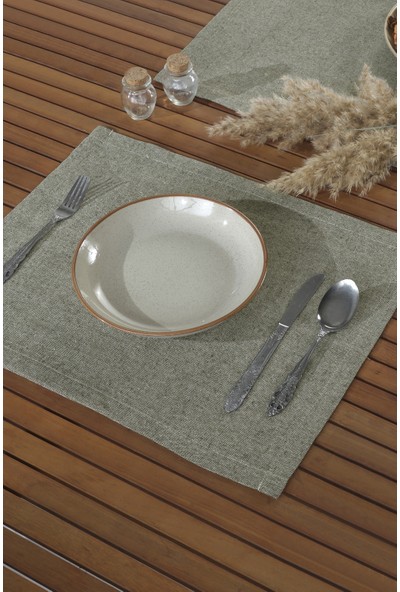 Wellstil 8'li Düz Renkli Keten Amerikan Servisi 35X45 Wellstil 8'li Düz Renkli Keten Amerikan Servisi 35X45