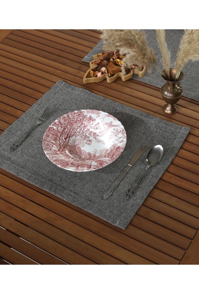 Wellstil 8'li Düz Renkli Keten Amerikan Servisi 35X45 Wellstil 8'li Düz Renkli Keten Amerikan Servisi 35X45