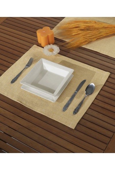 Wellstil 12'li Düz Renkli Keten Amerikan Servisi 35X45 Wellstil 12'li Düz Renkli Keten Amerikan Servisi 35X45