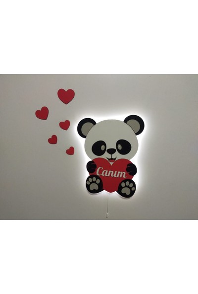 Dorahome Dekoratif Kalpli Panda Ahşap Gece Lambası Ledli Dorahome Dekoratif Kalpli Panda Ahşap Gece Lambası Ledli
