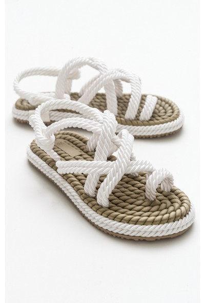 Luvi Ip Beyaz Kadın Sandalet