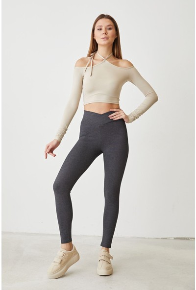 Çarpraz Bel Tayt-Antrasit