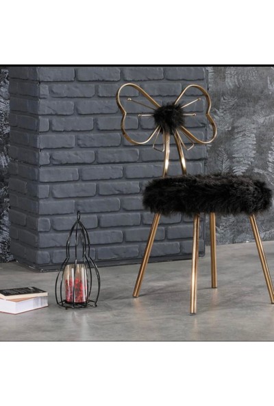 EKG Concept Kelebek Sandalye Siyah Peluş