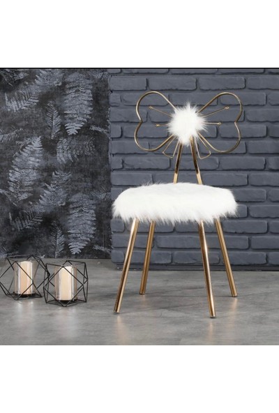 EKG Concept Kelebek Sandalye Beyaz Peluş