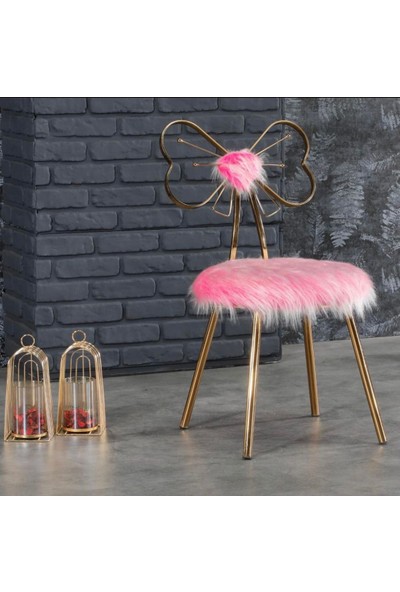 EKG Concept Kelebek Sandalye Peluş Pembe