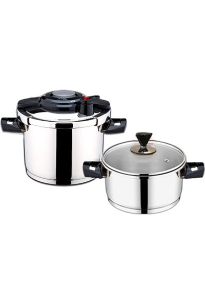 Aryıldız 4+6 Lt Drone Kanka Düdüklü Tencere Gri Simli Siyah