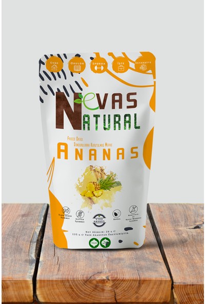 Nevas Natural Dondurularak Kurutulmuş Freeze Dried Ananas 20 gr Nevas Natural Dondurularak Kurutulmuş Freeze Dried Ananas 20 gr