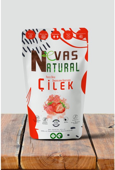 Nevas Natural Dondurularak Kurutulmuş Freeze Dried Çilek 15 gr Nevas Natural Dondurularak Kurutulmuş Freeze Dried Çilek 15 gr