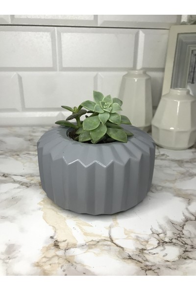 bebekokusu Ons Dekoratif Geometrik Saksı Veya Mumluk Gri