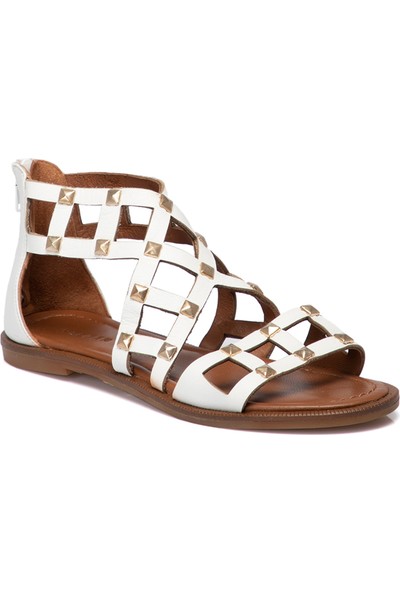 Tergan Beyaz Deri Kadın Sandalet 65504D08