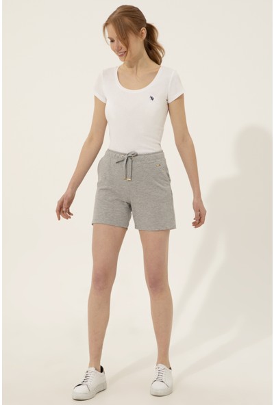 U.S. Polo Assn. Bayan Gri Melanj Örme Şort 50253134-VR086