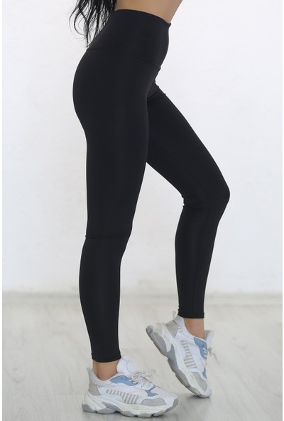 Karazona Kadın Toparlayıcı Yüksek Bel Tayt Siyah KZDN1360