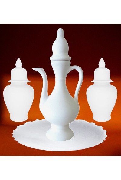 25CM Ibrik 1 Tane 18CM Küp 2 Tane Bisküvi Seti 25CM Ibrik 1 Tane 18CM Küp 2 Tane Bisküvi Seti