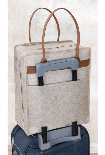 Mor Bebe Deri Kapaklı Lüx Ayakkabı Saklama Çantası (Kahve)