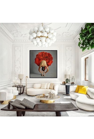 Tablo Plus Kırmızı Balerin Yağlı Boya Dokulu Tablo