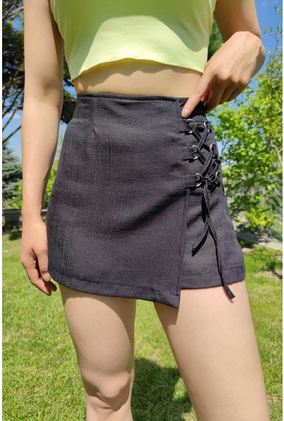 Foravega Bağlama Detaylı Kapaklı Şort Etek