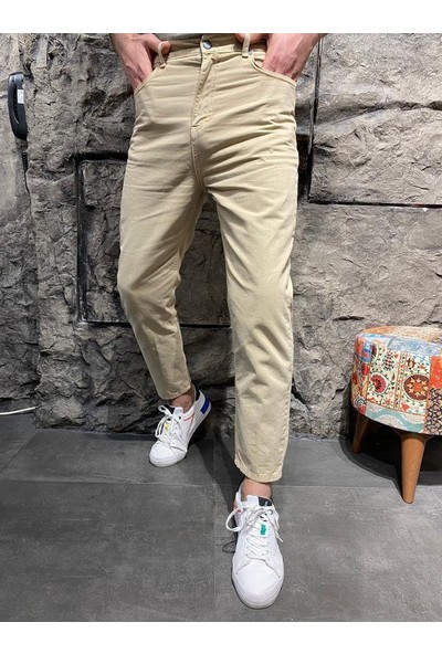 Moox Denim Renkli Erkek Jean Pantolon - Bej Bej - 30 Moox Denim Renkli Erkek Jean Pantolon - Bej Bej - 30