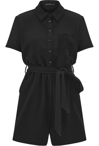 Perspective Jayne Regular Fit Gömlek Yaka Siyah Kısa Tulum Perspective Jayne Regular Fit Gömlek Yaka Siyah Kısa Tulum