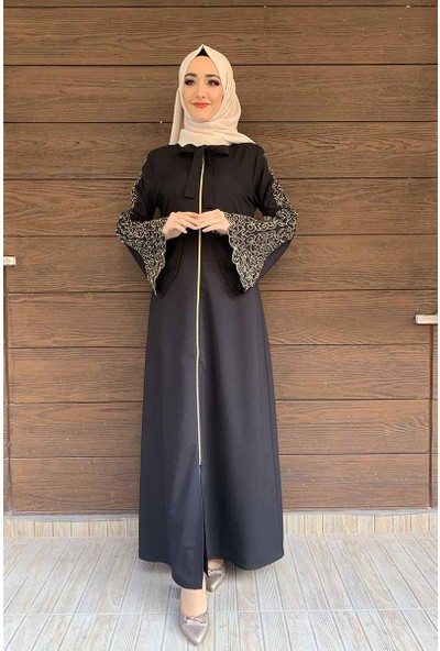 Moda Twins Nakış Detaylı Ferace Siyah Moda Twins Nakış Detaylı Ferace Siyah