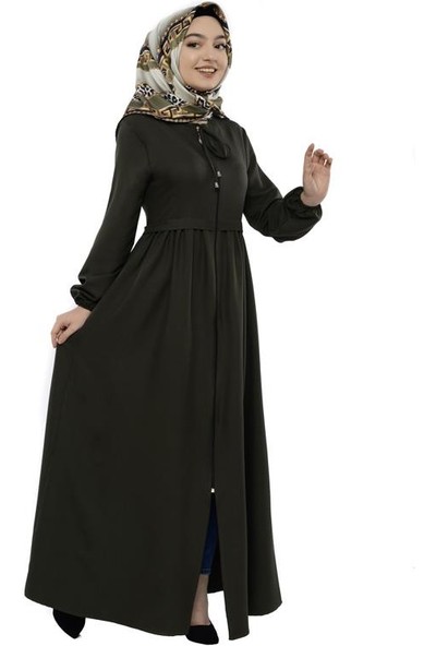 Moda Twins Fermuarlı Mevsimlik Ferace Haki Moda Twins Fermuarlı Mevsimlik Ferace Haki