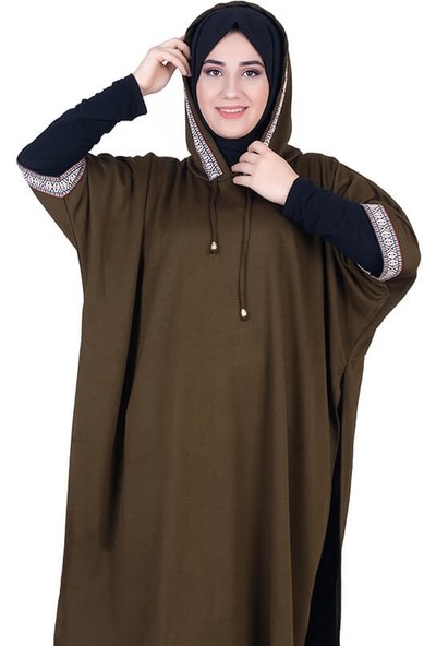 Moda Twins Kapüşonlu Panço Haki Moda Twins Kapüşonlu Panço Haki