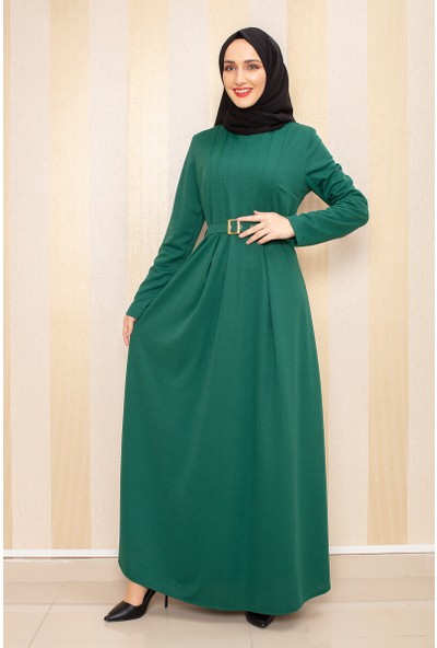 Moda Twins Kemerli Tesettür Elbise Zümrüt Moda Twins Kemerli Tesettür Elbise Zümrüt