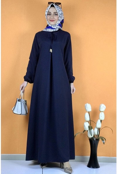 Moda Twins Bağcık Detaylı Tesettür Elbise Lacivert Moda Twins Bağcık Detaylı Tesettür Elbise Lacivert