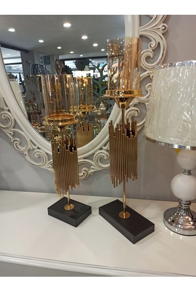 A Plus 2 Li Şamdan- Gold