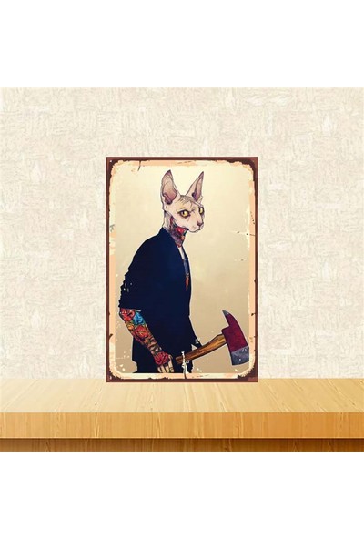 Sfenks Kedi Tasarım 20-30 cm Retro Ahşap Poster Sfenks Kedi Tasarım 20-30 cm Retro Ahşap Poster