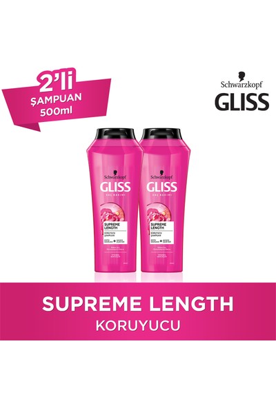 Gliss Supreme Length Şampuan 500 Ml X 2 Adet Gliss Supreme Length Şampuan 500 Ml X 2 Adet