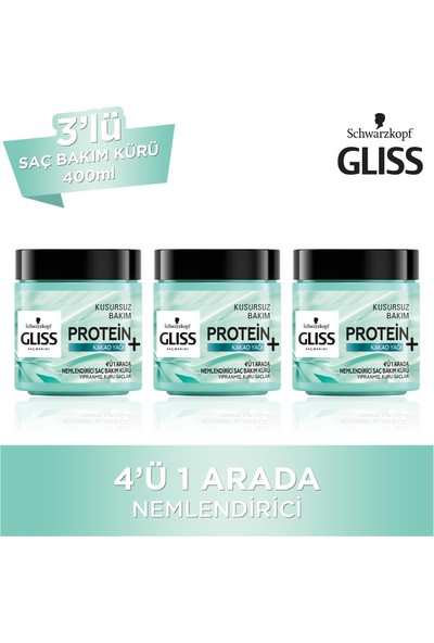 Gliss 4'Ü 1 Arada Saç Bakım Kürü - Nemlendirici 400 Ml X3 Adet
