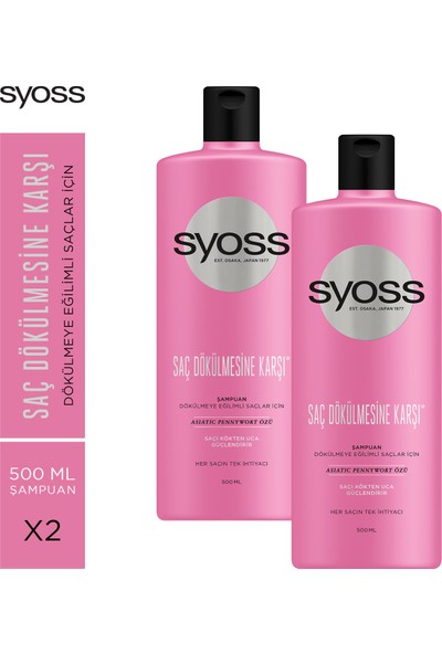 Syoss Saç Dökülmesine Karşı Şampuan 500Ml X 2 Adet Syoss Saç Dökülmesine Karşı Şampuan 500Ml X 2 Adet