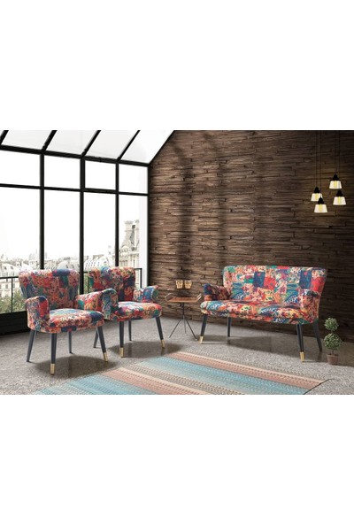 Dekorew Karmen Desenli2 Kollu Çayseti Koltuk Takımı Dekorew Karmen Desenli2 Kollu Çayseti Koltuk Takımı
