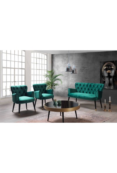 Dekorew Fiesta Zümrüt Yeşil Kollu Çayseti Koltuk Takımı Dekorew Fiesta Zümrüt Yeşil Kollu Çayseti Koltuk Takımı