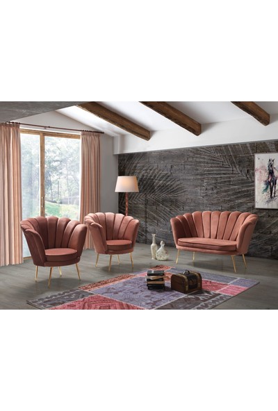 Dekorew Inci Midye Kollu Çayseti Koltuk Takımı