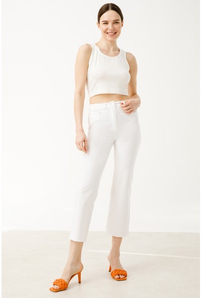 Ekol Kadın 5 Cep Püskül Detaylı Pantolon 6051130 Ekru