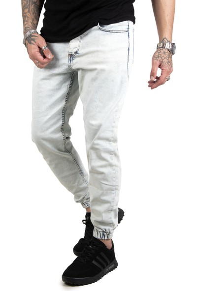 Deepsea Lazerli Paçası Lastikli Taşlamalı Erkek Kot Pantolon 2204770 Deepsea Lazerli Paçası Lastikli Taşlamalı Erkek Kot Pantolon 2204770