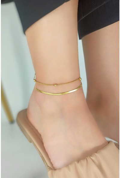 ÇLK Accessories Çelik Iki Sıra Topçuk Italyan Zincir Halhal TRHALHAL4117 ÇLK Accessories Çelik Iki Sıra Topçuk Italyan Zincir Halhal TRHALHAL4117