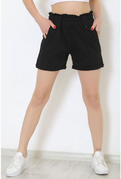 Aygi Apolet Aksesuarlı Şort Siyah Aygi Apolet Aksesuarlı Şort Siyah