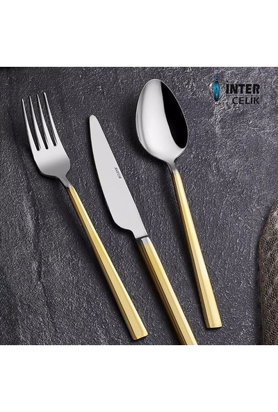 Inter Çelik Nil Gold 72 Prç Kaşık Çatal Bıçak Set
