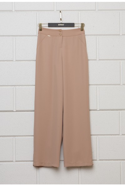 SETRMS Bej Dökümlü Geniş Paçalı Pantolon 2226039