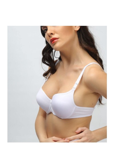 Ebru Dolgulu Düz Beyaz Sütyen