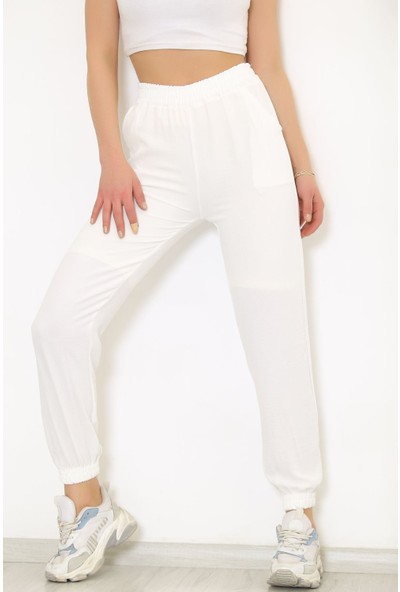 Bel Paça Lastikli Pantolon Beyaz - 9467.701.