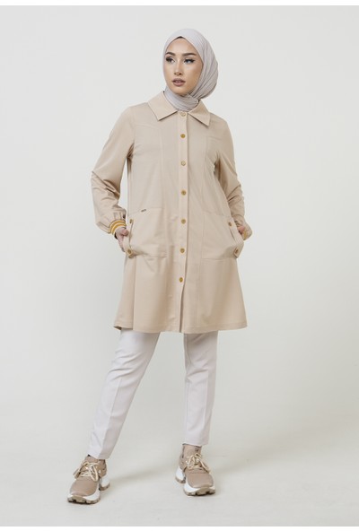 SETRMS Bej Gömlek Yaka Düğme Detaylı Giy Çık 2223068
