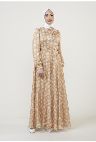 SETRMS Hardal Kravat Yaka Detaylı Kemerli Abiye 2225051