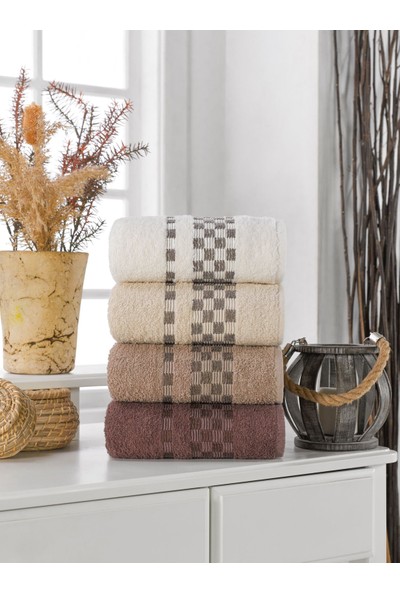 Verturck Home 4'lü Havlu Seti Bordürlü 50*85