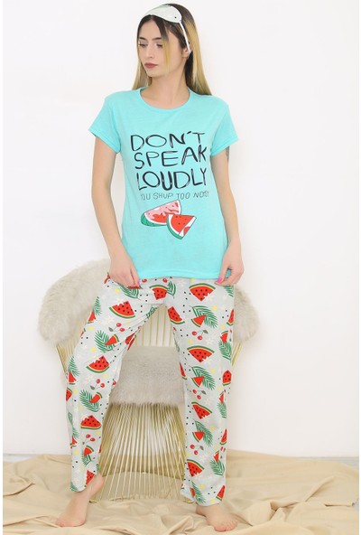 Aygi Baskılı Pijama Takımı Turkuazmint