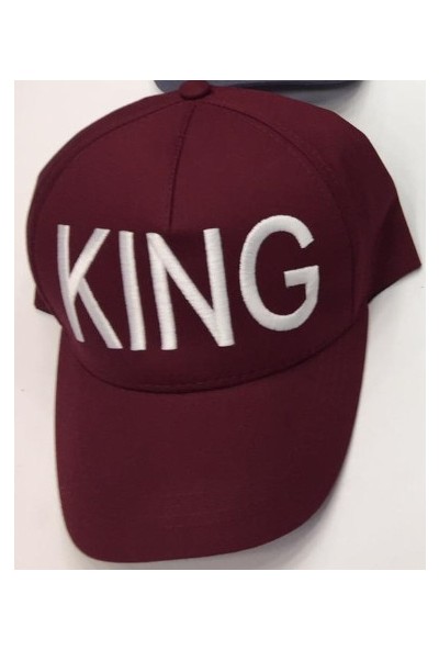 Özbebişim Bordo Üzerine Beyaz İşlemeli King Yazılı Spor Şapka