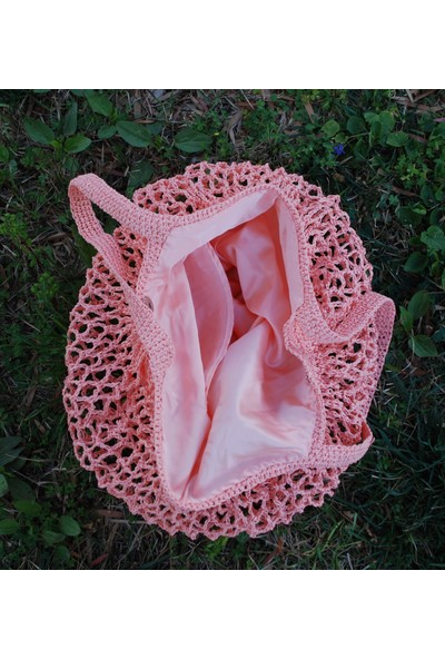 Kağıt Ip El Örgüsü Astarlı Omuz Askılı Plaj ,gündelik Omuz Çanta Handmade Pembe 22209 Kağıt Ip El Örgüsü Astarlı Omuz Askılı Plaj ,gündelik Omuz Çanta Handmade Pembe 22209